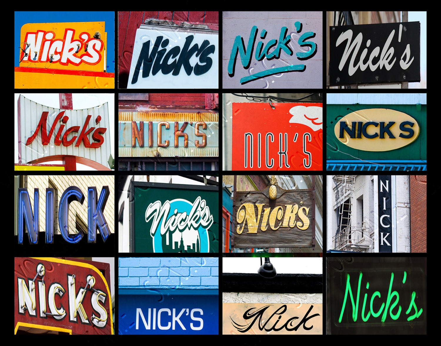 NICK Personalized Poster Featuring Photos of Signs; Art Print; Wall ...