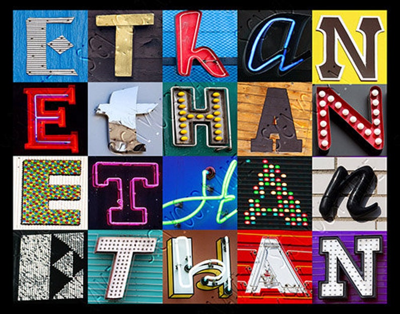 ETHAN Personalized Poster Featuring Photos of Letters From - Etsy