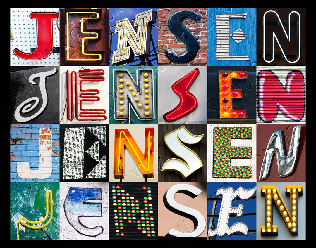 Personalized Poster Featuring JENSEN in Photos of Alphabet Letters From ...