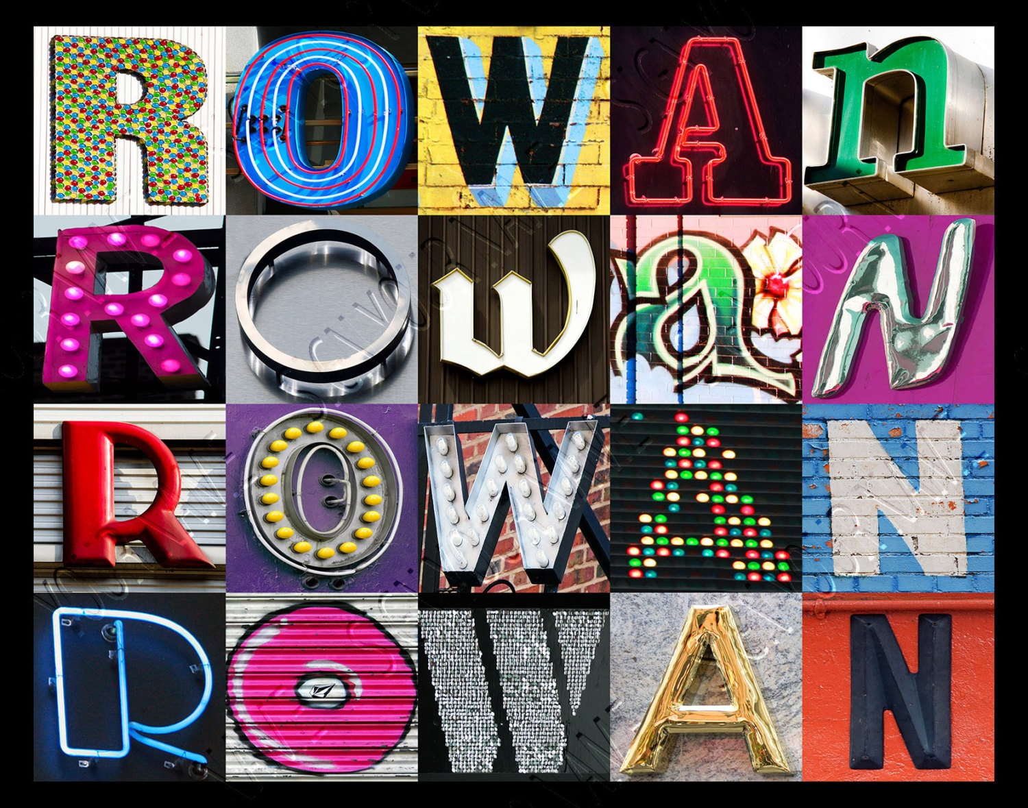 Personalized Poster Featuring ROWAN in Photos of Letters From Signs ...