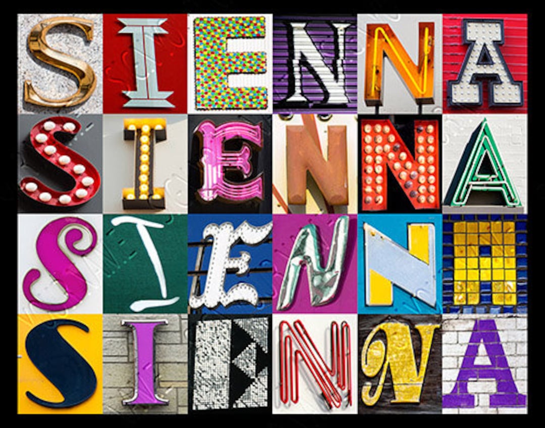 SIENNA or SIENA Personalized Poster Featuring Photos of Letters From ...