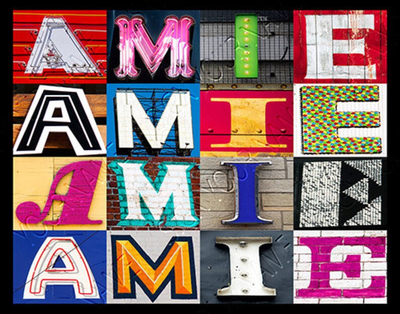 AMY, AMIE or AIMEE Personalized Poster Featuring Photos of Letters From ...
