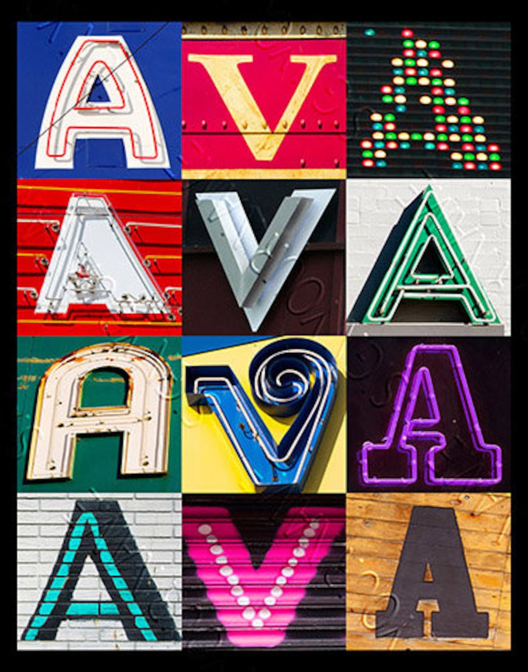 AVA Personalized Poster Featuring Photos of Sign Letters; Typography ...
