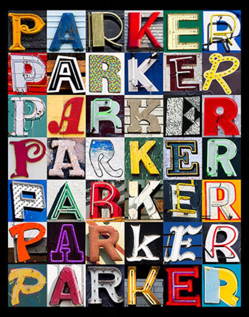 PARKER Personalized Poster Featuring Photos of Letters From Signs ...