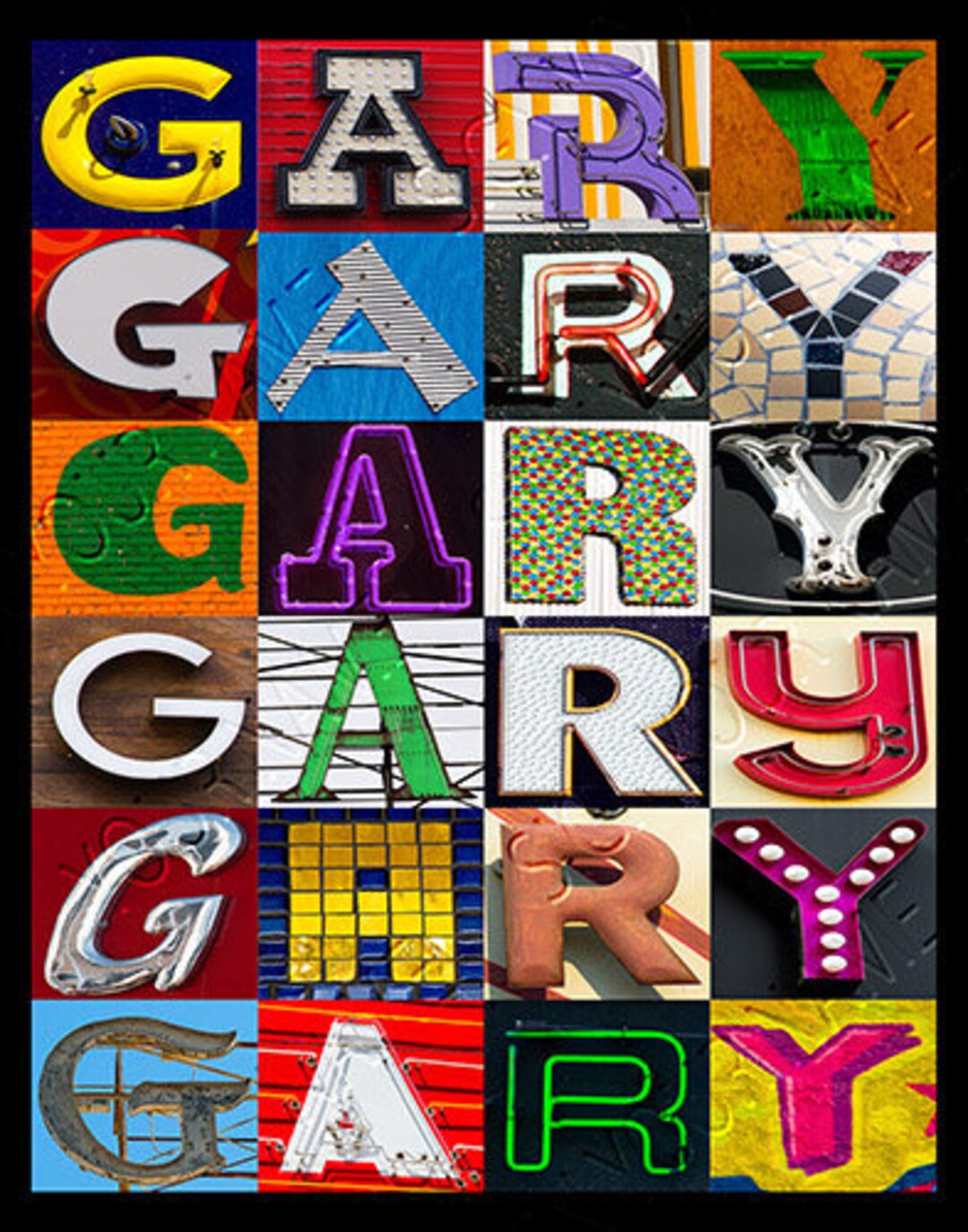 GARY Personalized Poster Photos of Letters From Signs; Typography Print ...