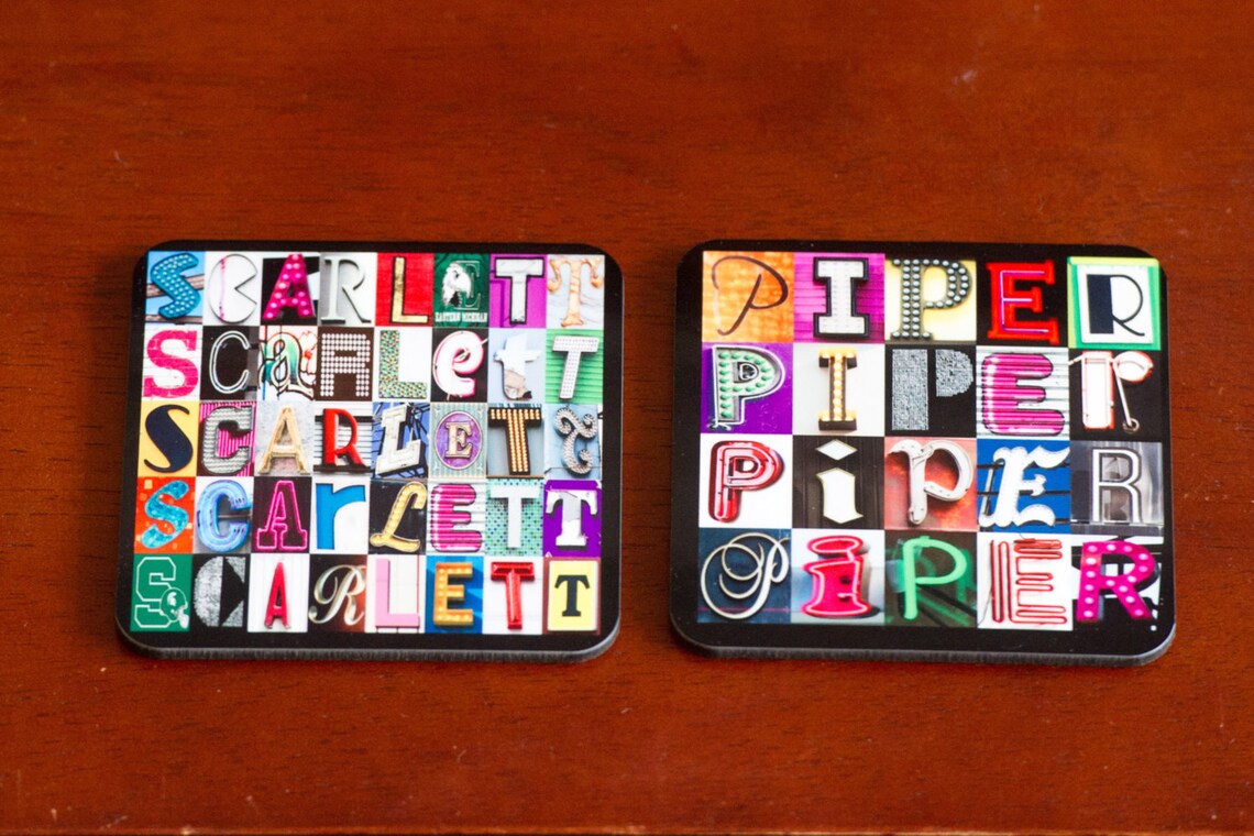 Personalized Coasters Featuring ANY NAME in Alphabet Sign Letters ...