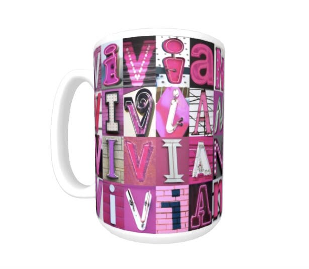 Personalized Coffee Mug featuring the name VIVIAN in PINK sign | Etsy