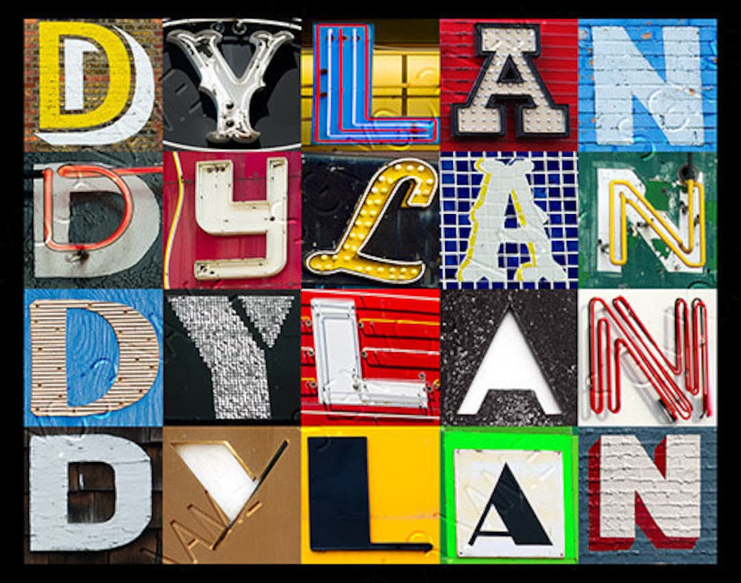 DYLAN Personalized Poster Featuring Photos of Alphabet Letters From ...