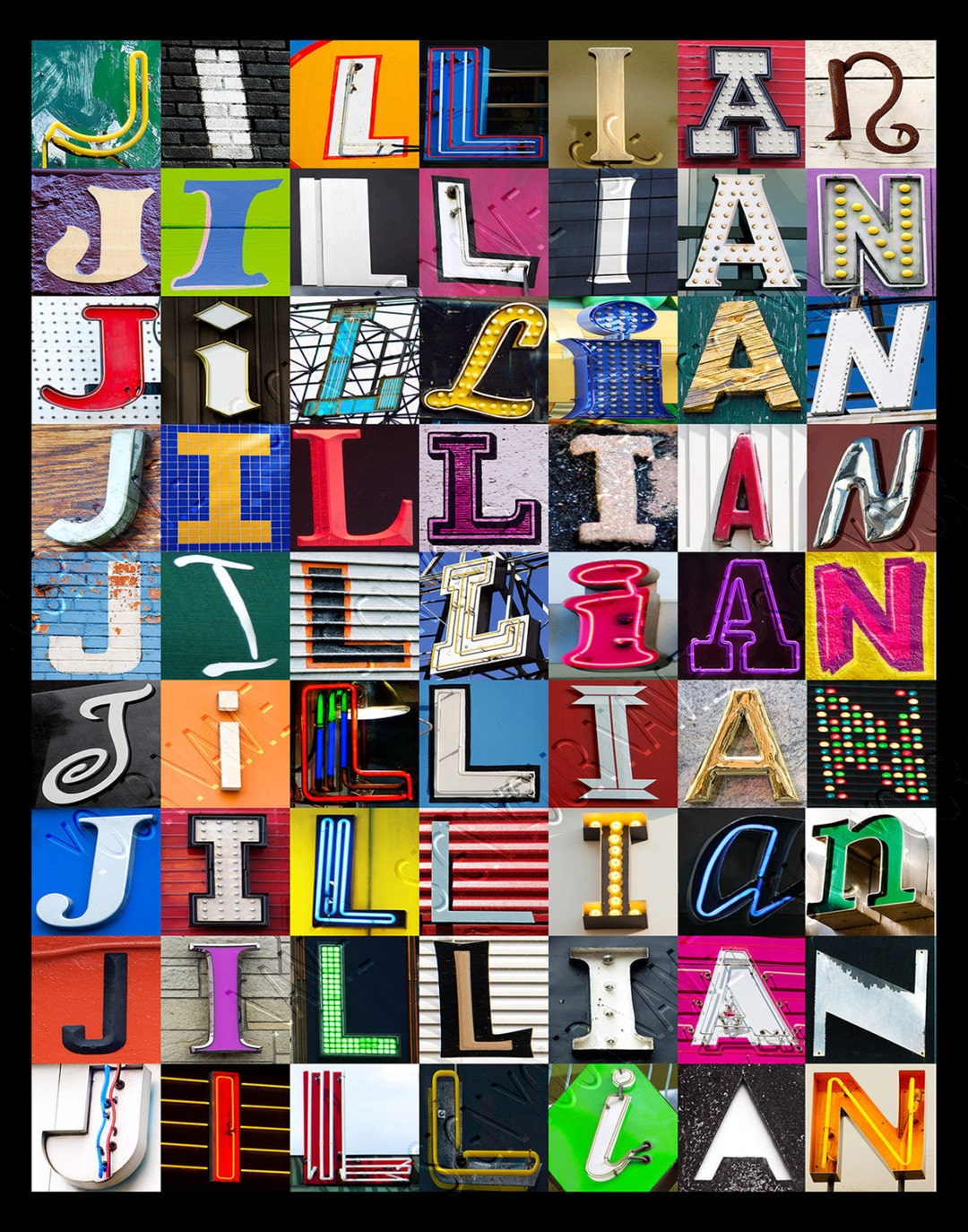 Personalized Poster Featuring JILLIAN in Photos of Alphabet Letters ...