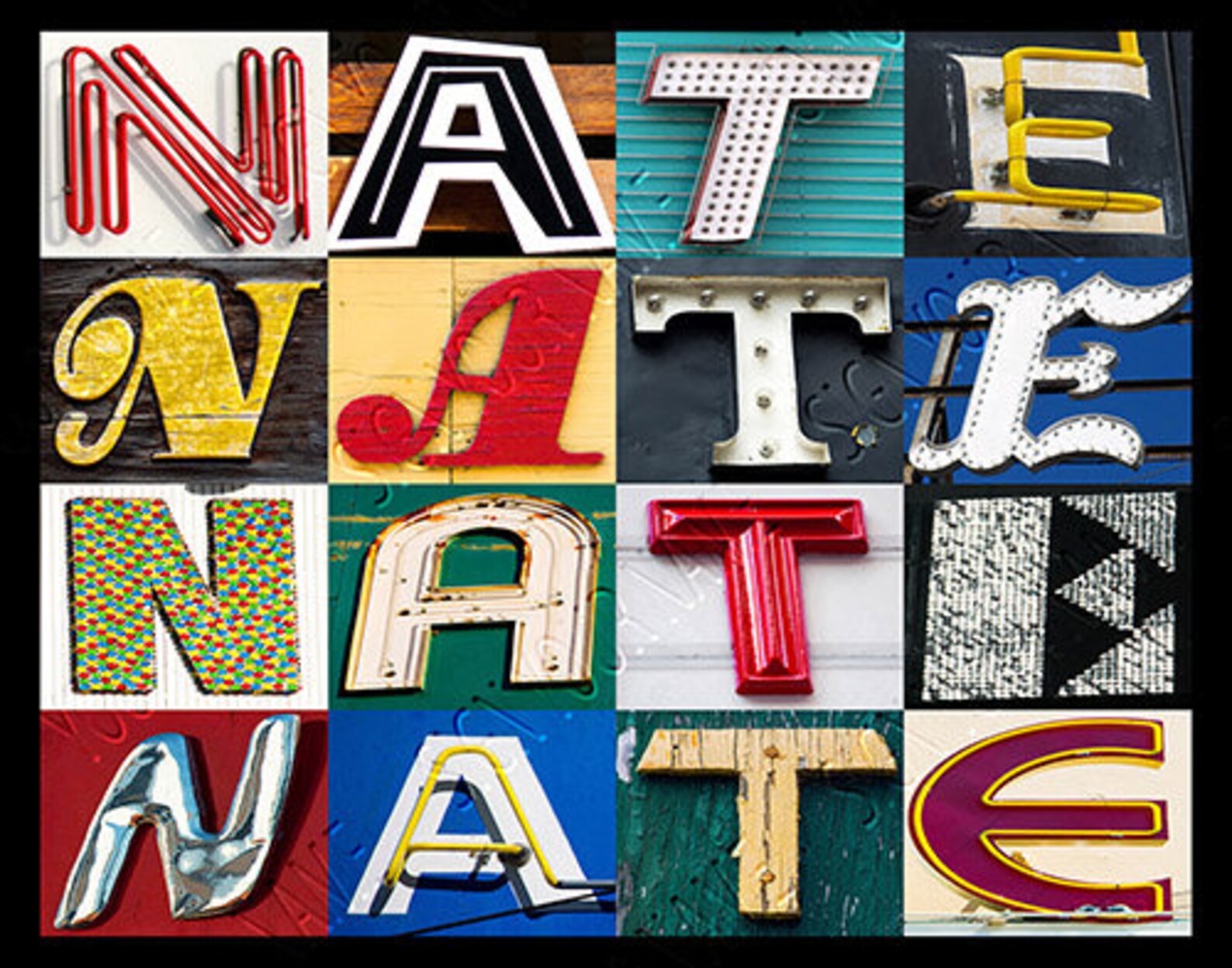 NATE Personalized Poster featuring photos of alphabet letters | Etsy