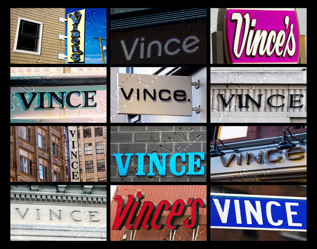 Personalized Poster Featuring VINCE Showcased in Photos of Signs; Art ...
