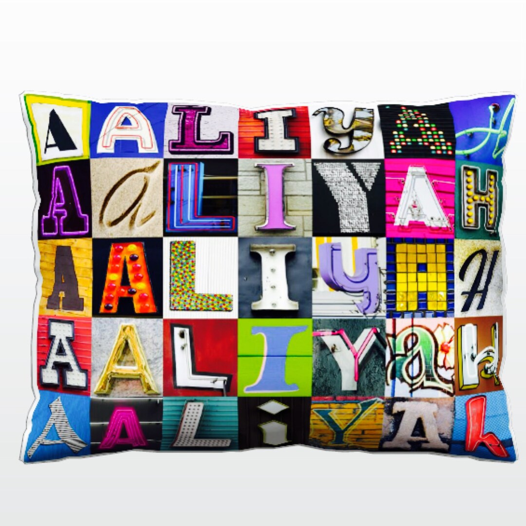 AALIYAH Personalized Pillow Featuring Photos of Sign Letters; Custom ...