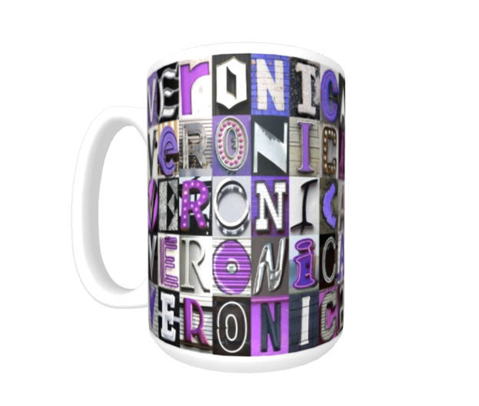Personalized Coffee Mug Featuring the Name VERONICA in PURPLE - Etsy