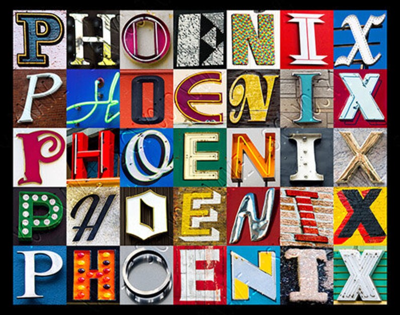 PHOENIX Personalized Poster Featuring Photos of Sign Letters ...