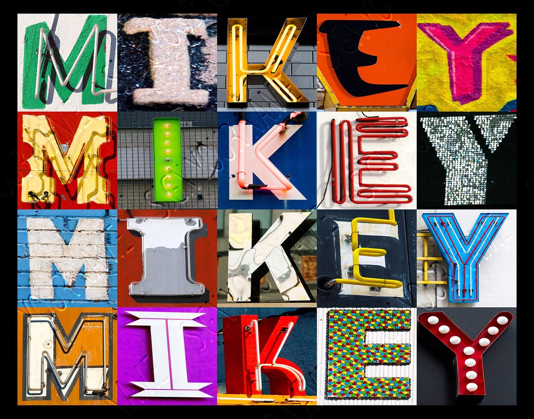 Personalized Poster Featuring MIKEY in Photos of Alphabet Letters From ...