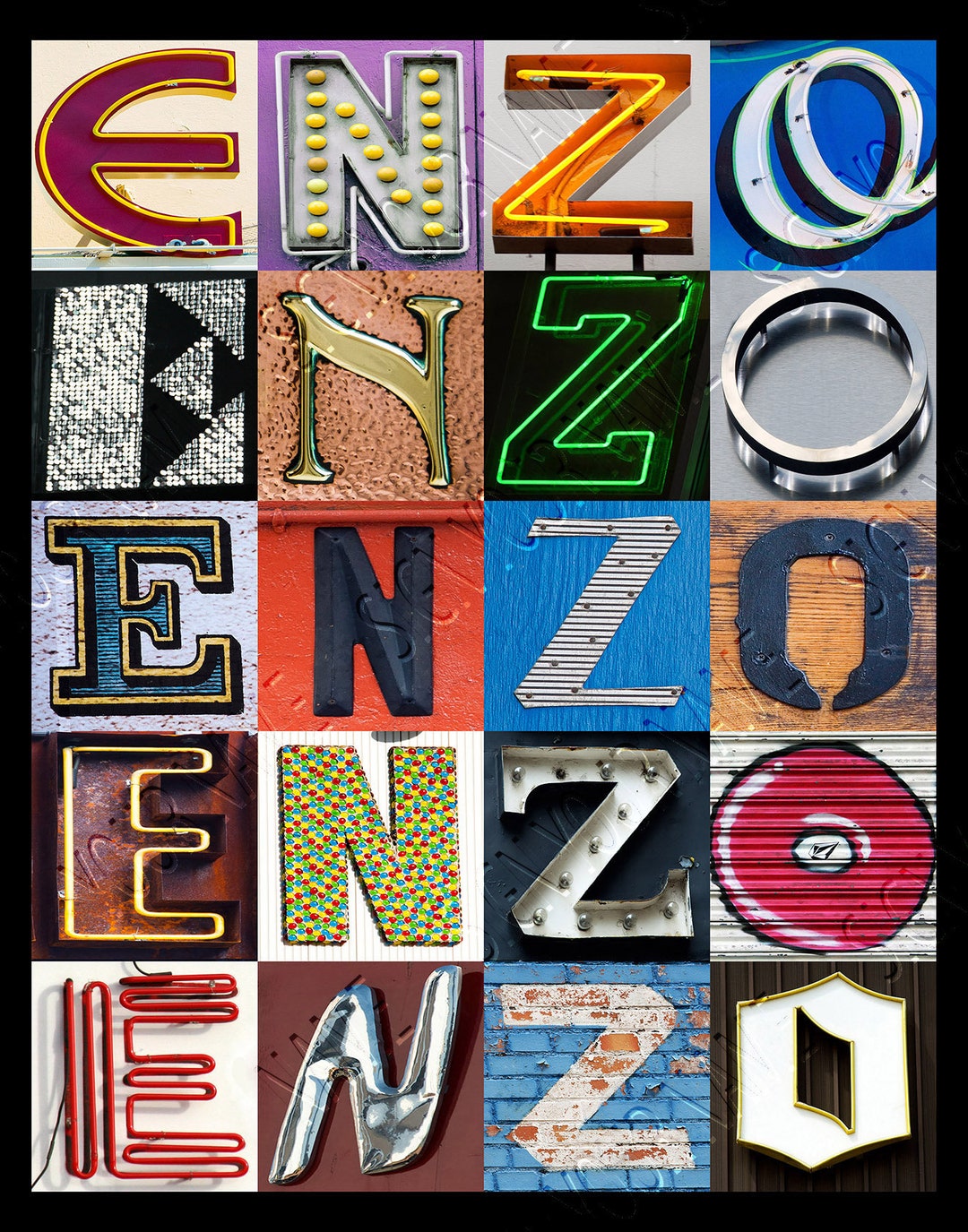 Personalized Poster Featuring ENZO in Photos of Letters From Actual ...