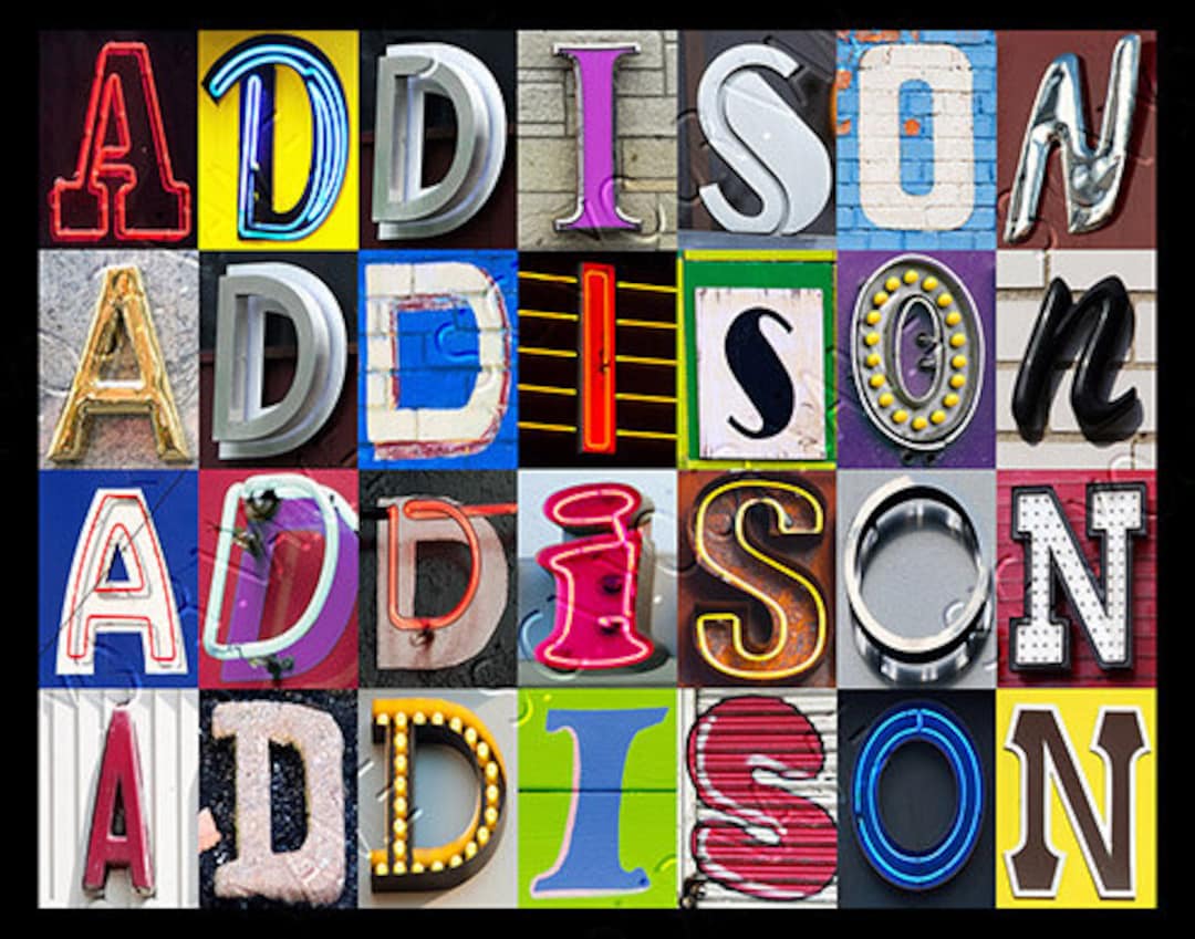 ADDISON Personalized Poster Featuring Photos of Letters From Signs ...