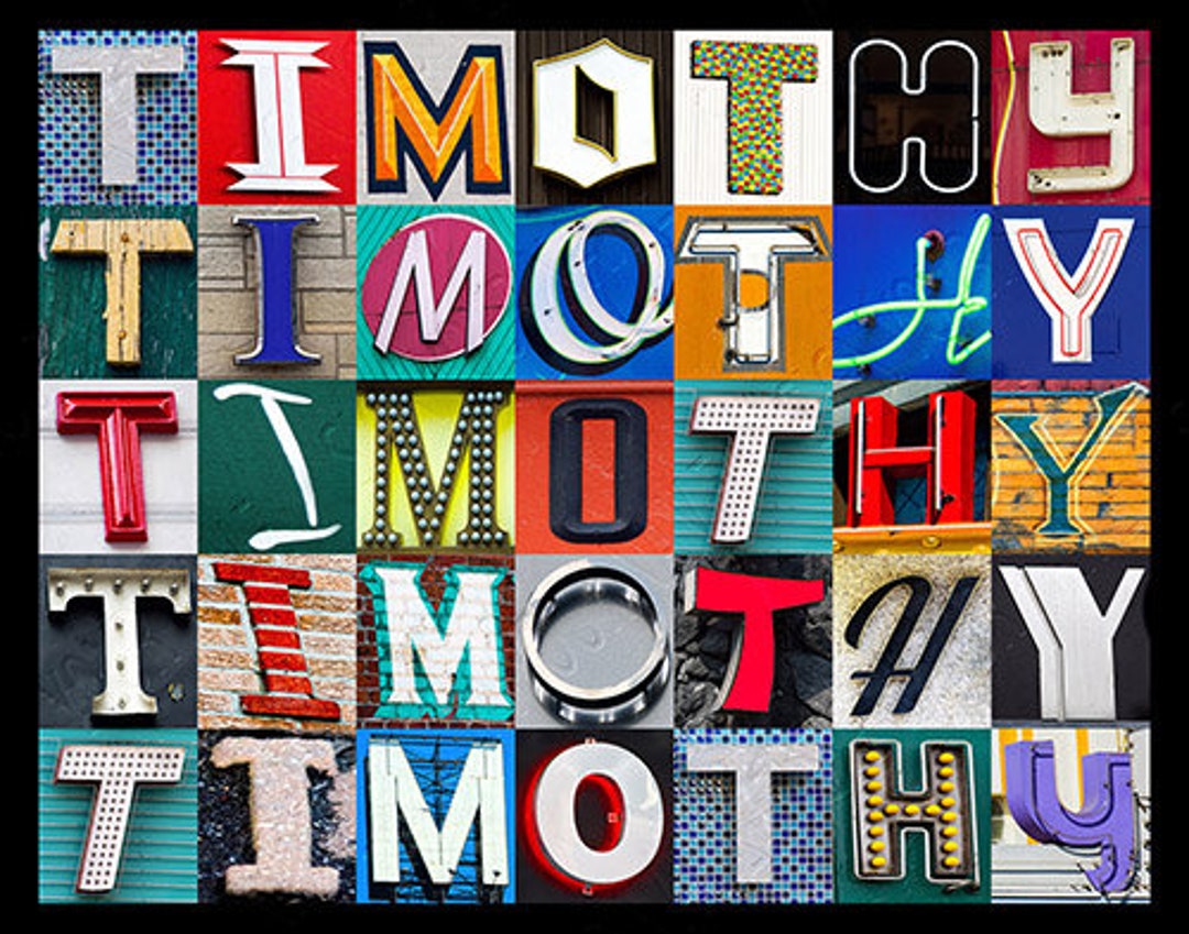 TIMOTHY Personalized Poster Featuring Photos of Sign Letters Typography ...