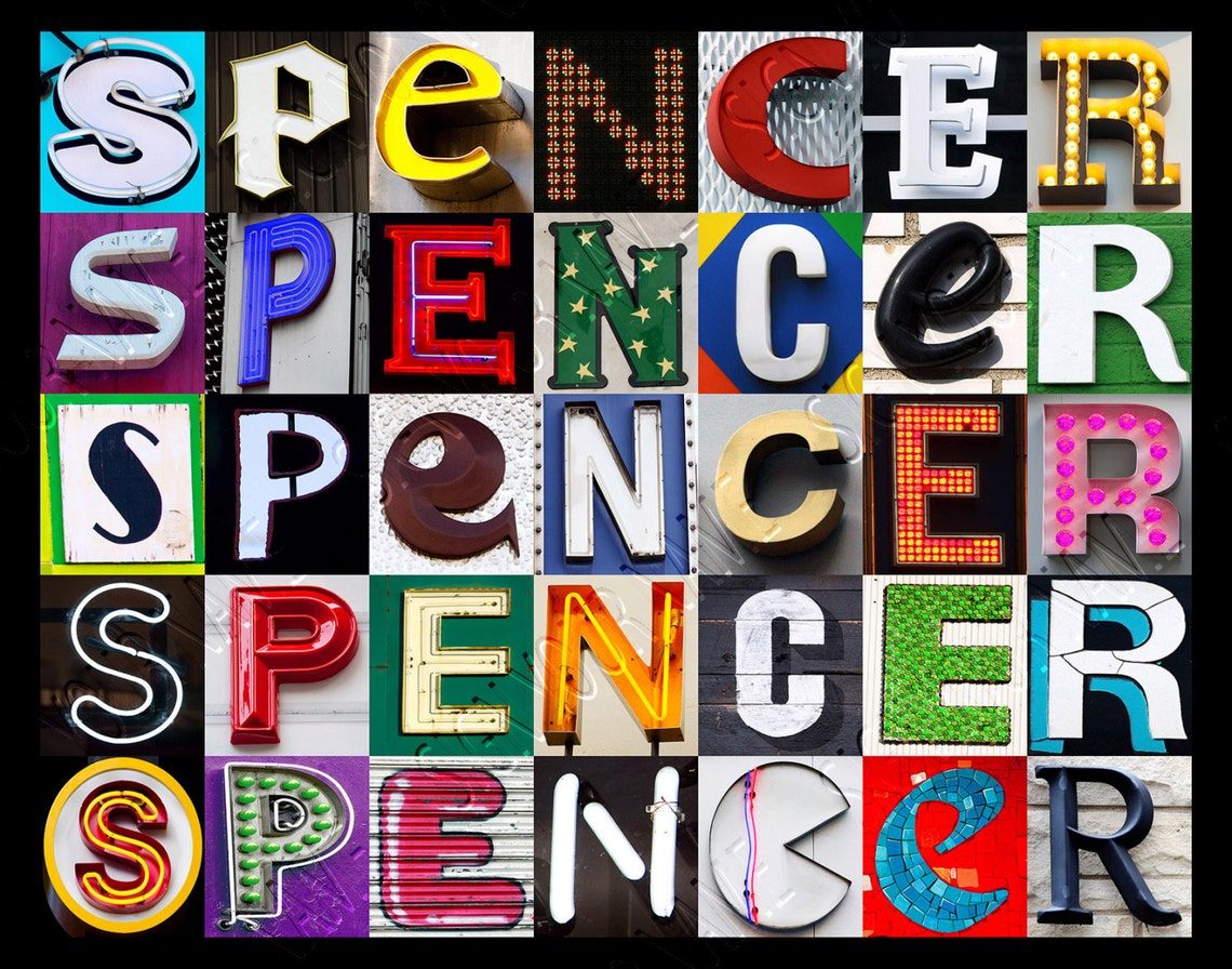 SPENCER Personalized Poster Featuring Photos of Sign Letters ...