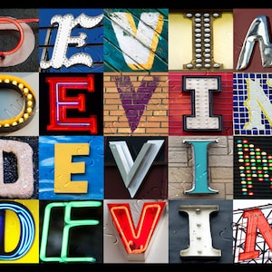 DEVIN, DEVON or DEVYN Personalized Poster Featuring Photos of Alphabet ...