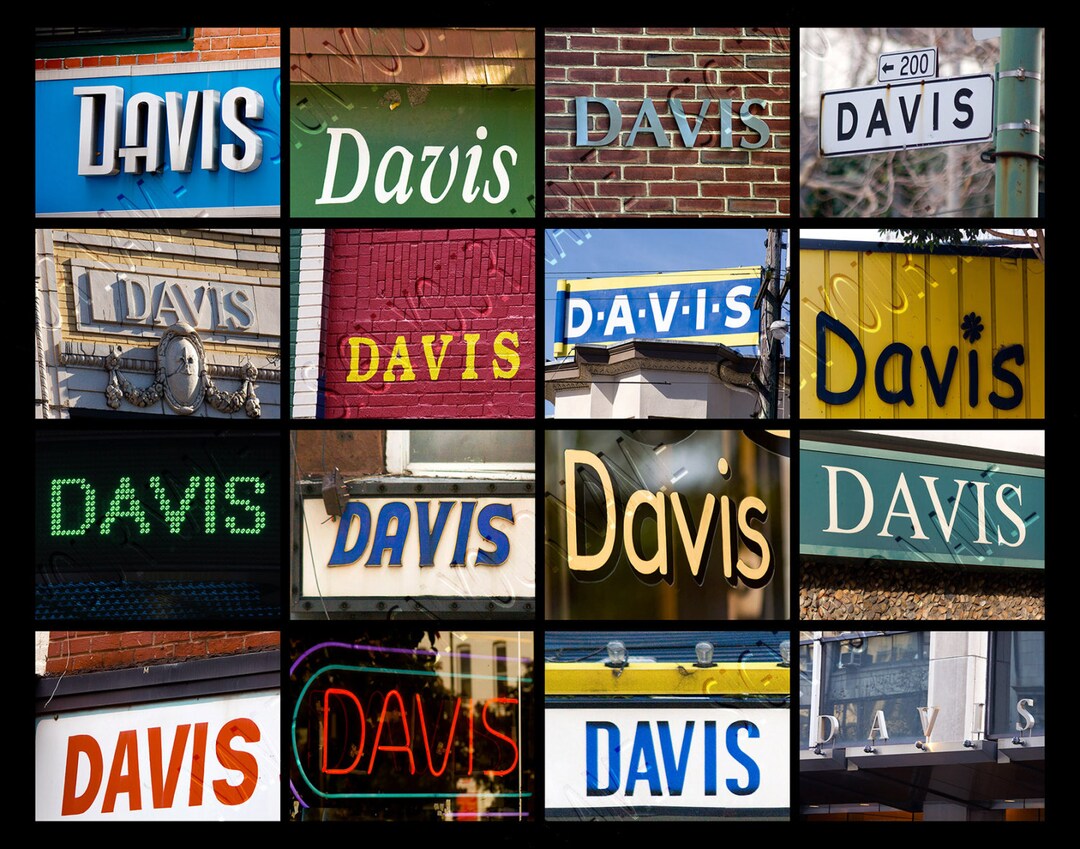 Personalized Poster Featuring DAVIS Showcased in Photos of Actual Signs ...