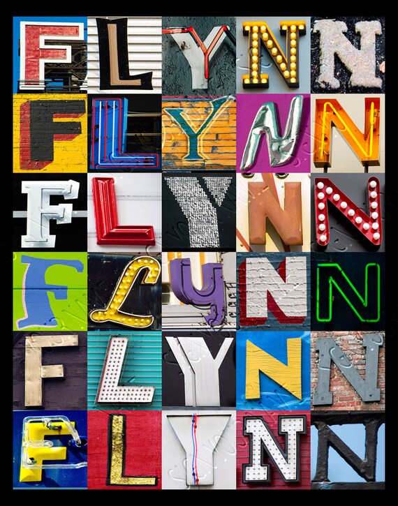 Personalized Poster Featuring FLYNN in Photos of Alphabet | Etsy