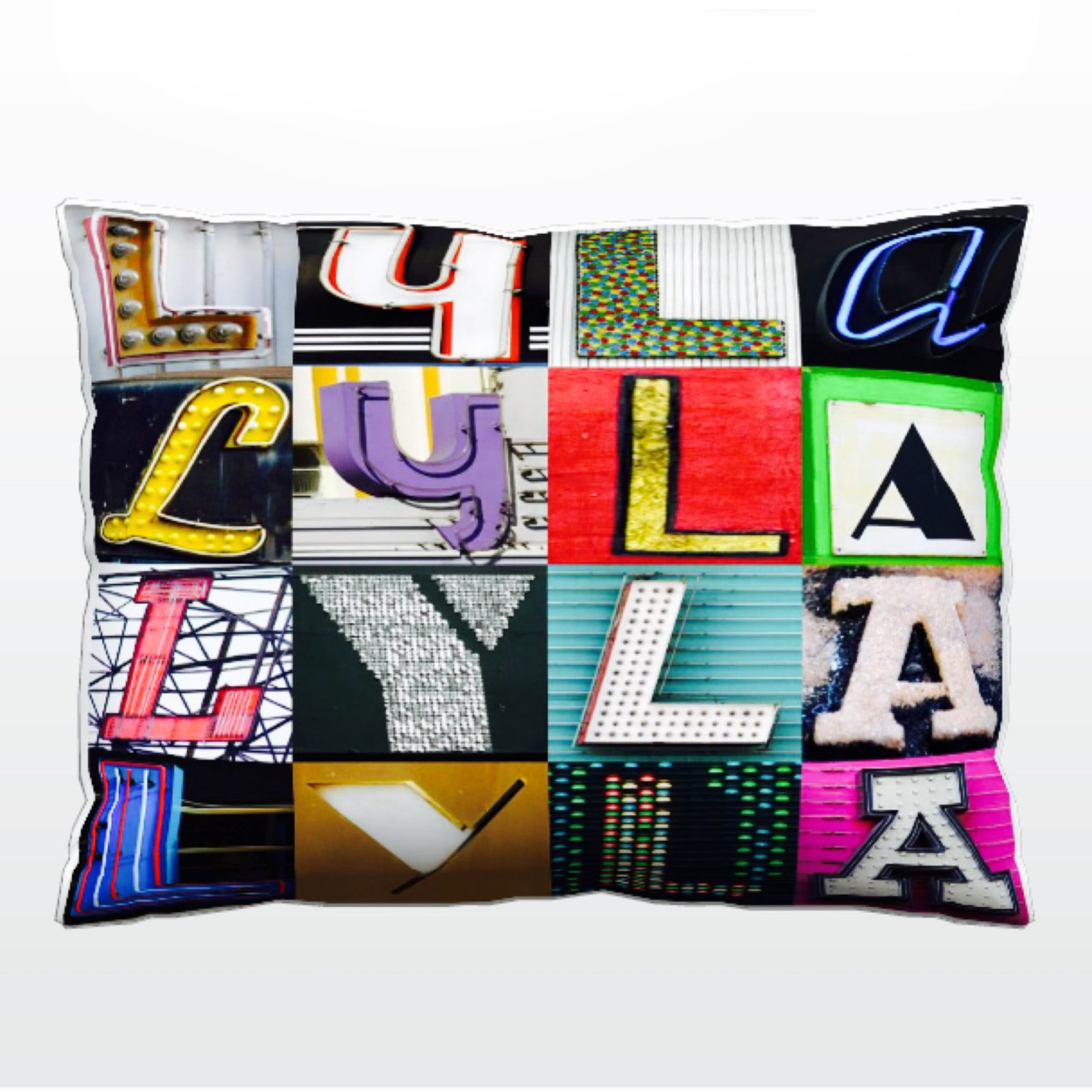 Personalized Pillow Featuring LYLA in Photos of Sign Letters; Custom ...