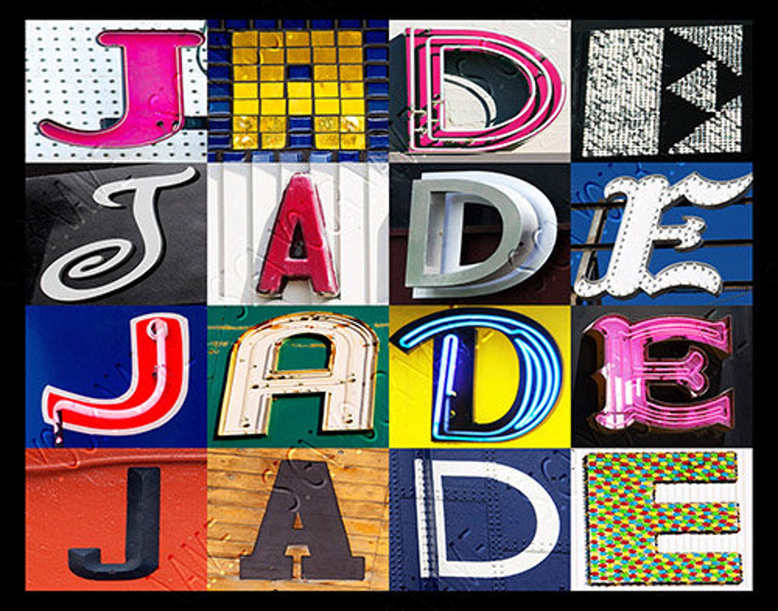 JADE Personalized Poster Featuring Photos of Letters From - Etsy
