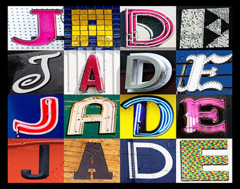 JADE Personalized Poster Featuring Photos of Letters From - Etsy