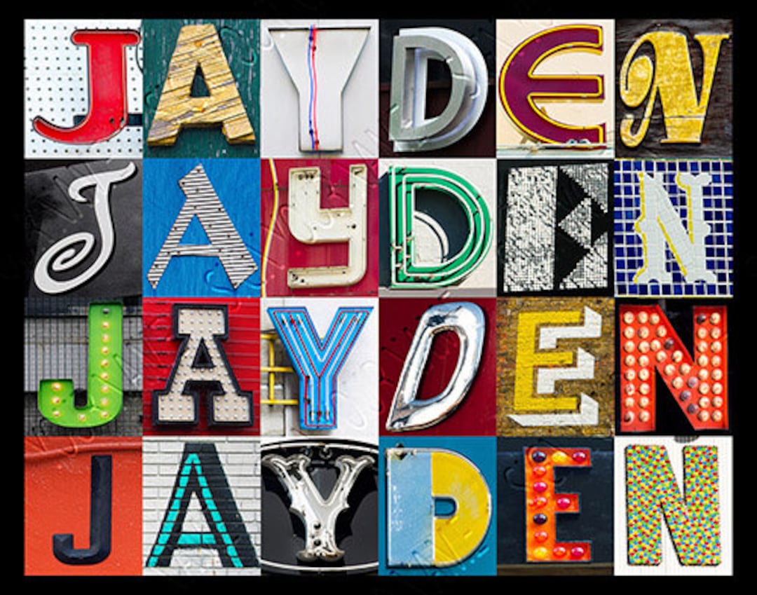 JAYDEN Personalized Poster Featuring Photos of Alphabet Letters From ...
