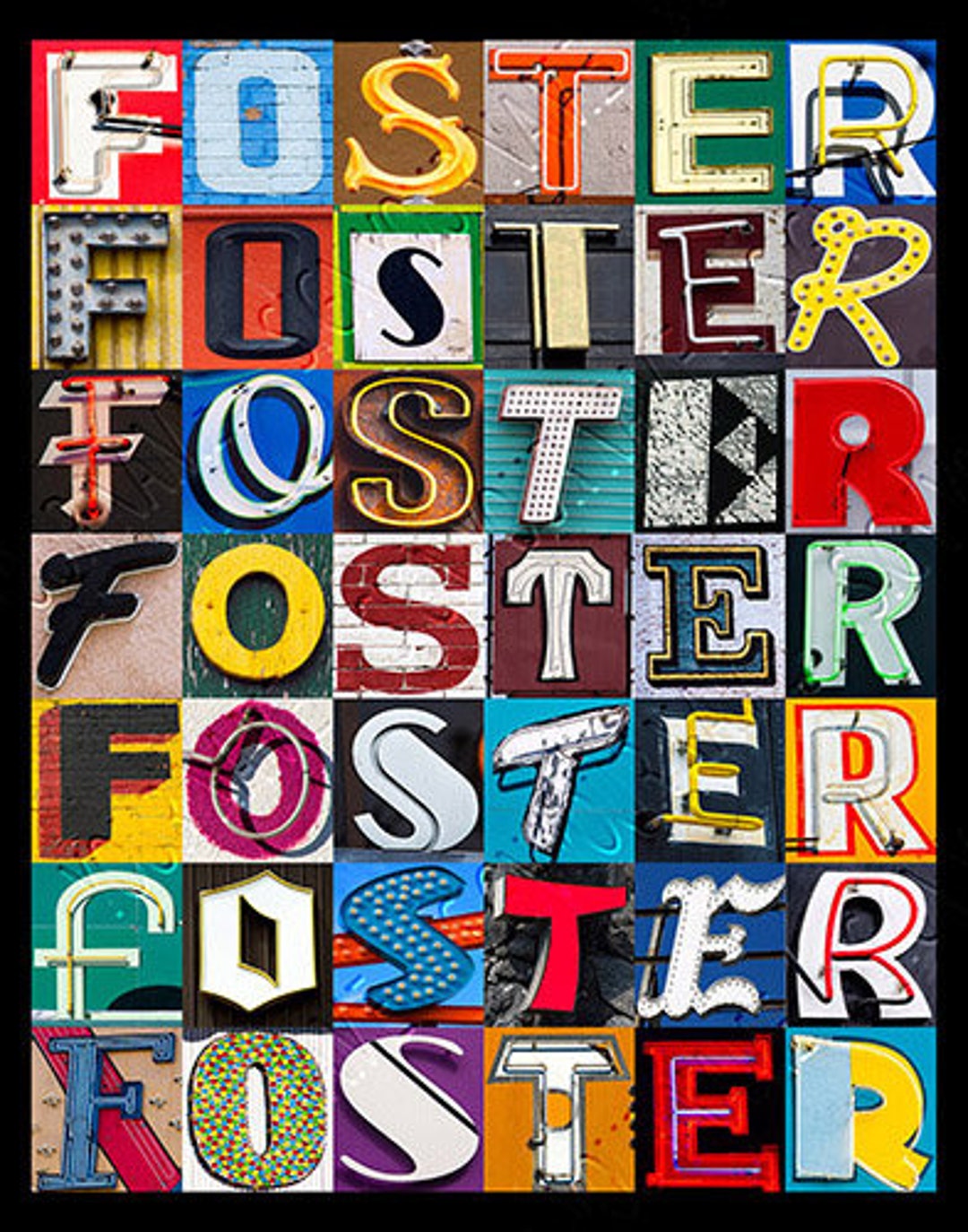 FOSTER Personalized Poster Featuring the Name in Photos of Alphabet ...
