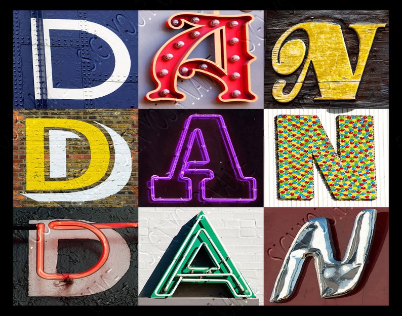 Personalized Poster Featuring DAN in Photos of Letters From Actual ...