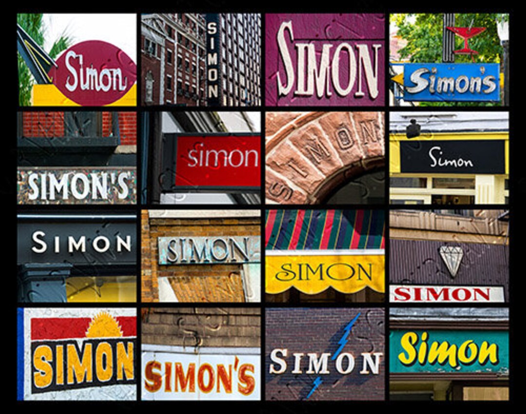 Personalized Poster Featuring SIMON Showcased in Photos of Actual Signs ...