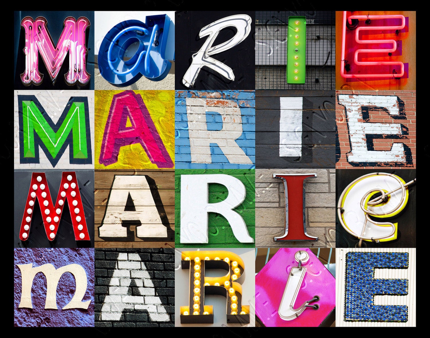 Personalized Poster Featuring MARIE Showcased in Photos of Sign Letters ...