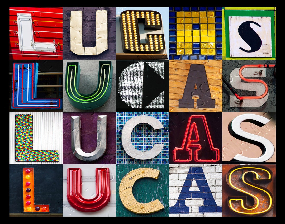 LUCAS or LUKAS Personalized Poster Featuring Photos of Alphabet Letters ...