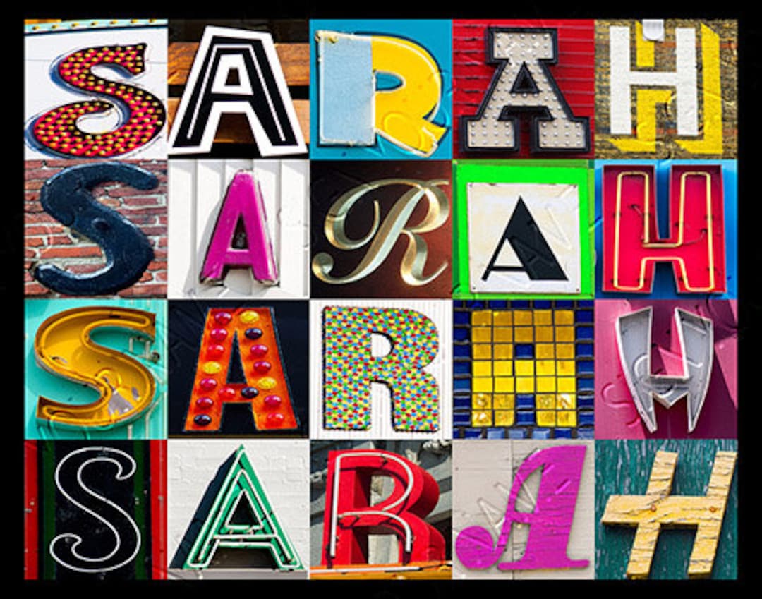 SARAH or SARA Personalized Poster Featuring Photos of Alphabet Letters ...
