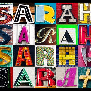 SARAH or SARA Personalized Poster Featuring Photos of Alphabet Letters ...
