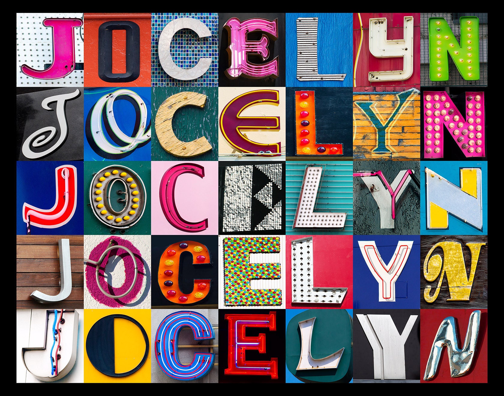 JOCELYN Personalized Poster Featuring Photos of Sign Letters ...