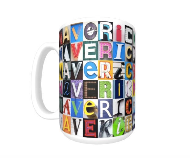 Personalized Coffee Mug Featuring the Name MAVERICK in Sign Letter ...