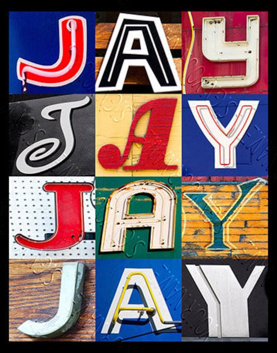 JAY Personalized Poster featuring photos of alphabet letters | Etsy