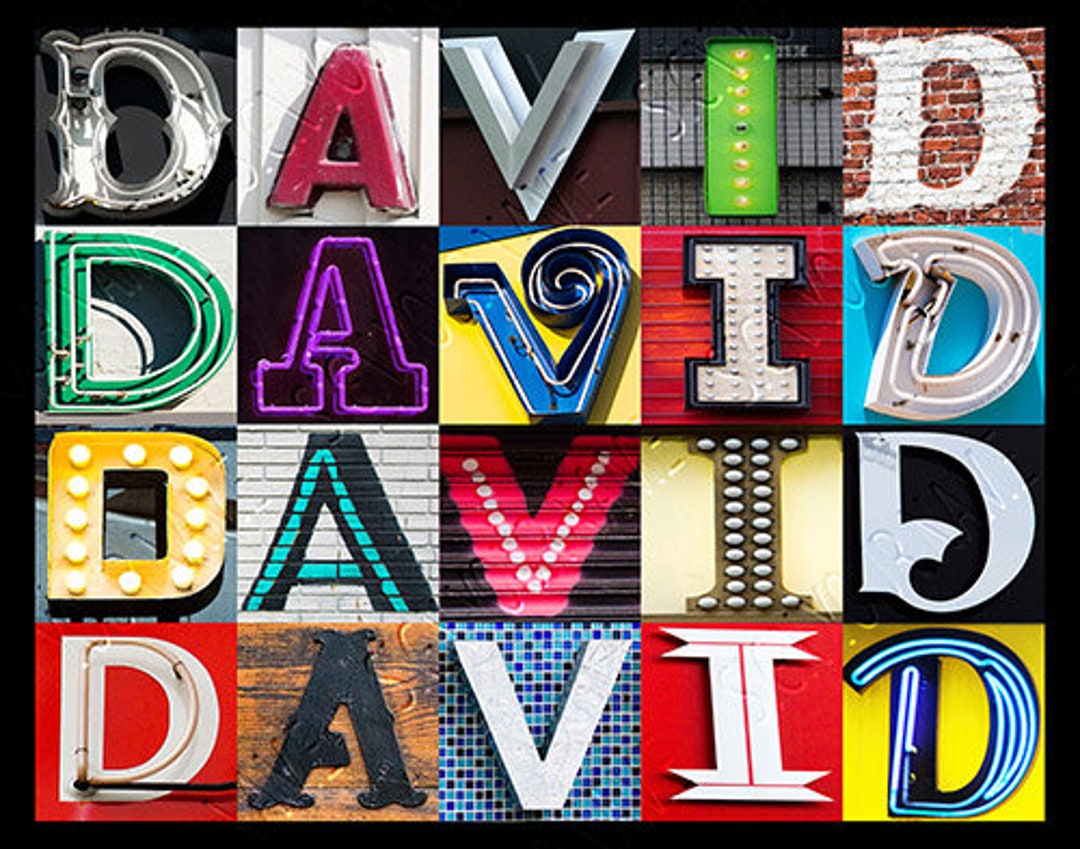 DAVID Personalized Poster Featuring Photos of Letters From Signs ...