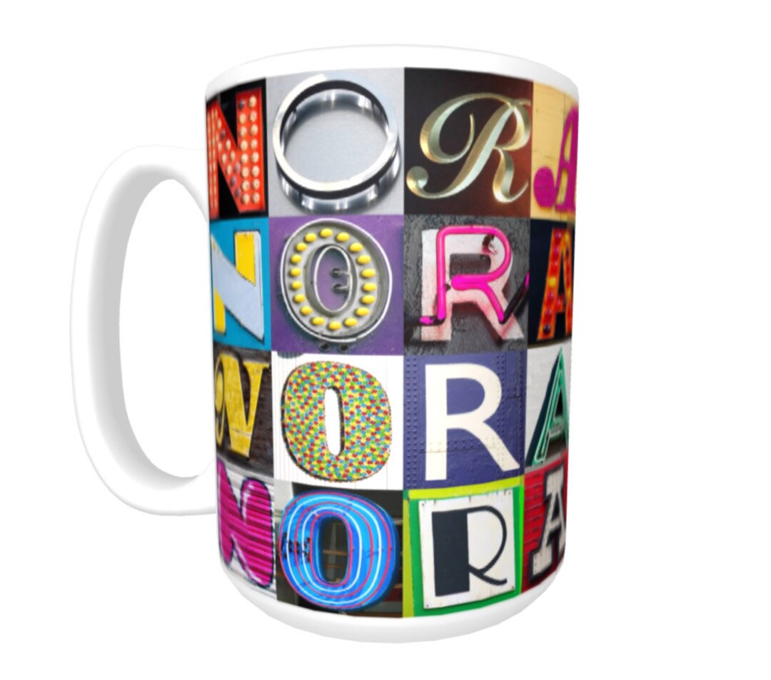 NORA Personalized Coffee Mug Featuring the Name in Sign Letter Photos ...
