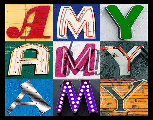 AMY, AMIE or AIMEE Personalized Poster Featuring Photos of Letters From ...