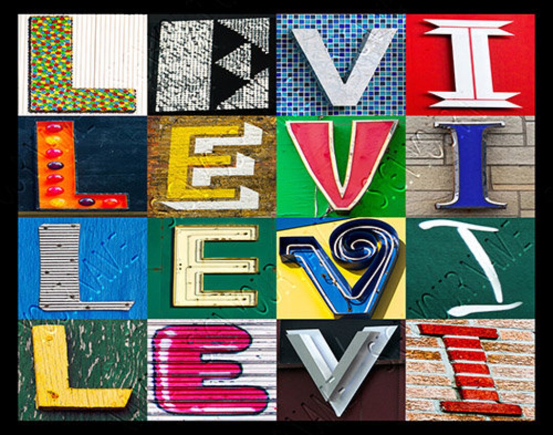 LEVI Personalized Poster Featuring Photos of Sign Letters; Typography ...