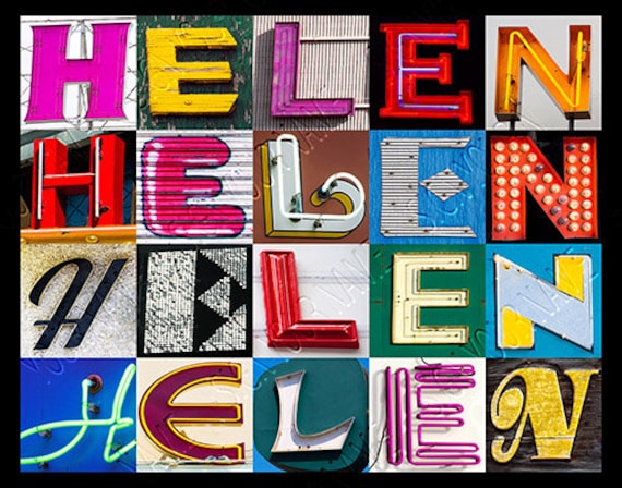 Personalized Poster Featuring HELEN in Photos of Alphabet - Etsy