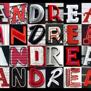 ANDREA Personalized Poster Featuring Photos of Sign Letters; Typography ...