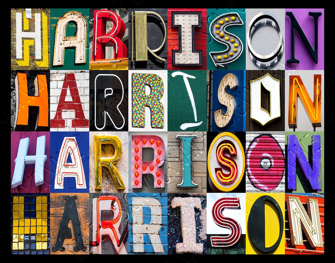 Personalized Poster Featuring HARRISON in Photos of Alphabet Letters ...