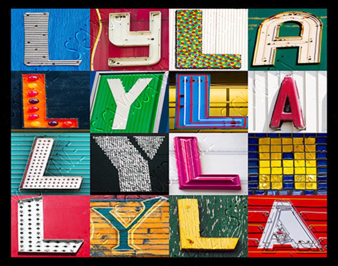 LYLA Personalized Poster Featuring Photos of Sign Letters; Typography ...