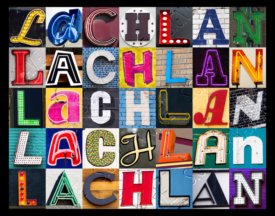 LACHLAN Personalized Poster Featuring Photos of Sign Letters - Etsy
