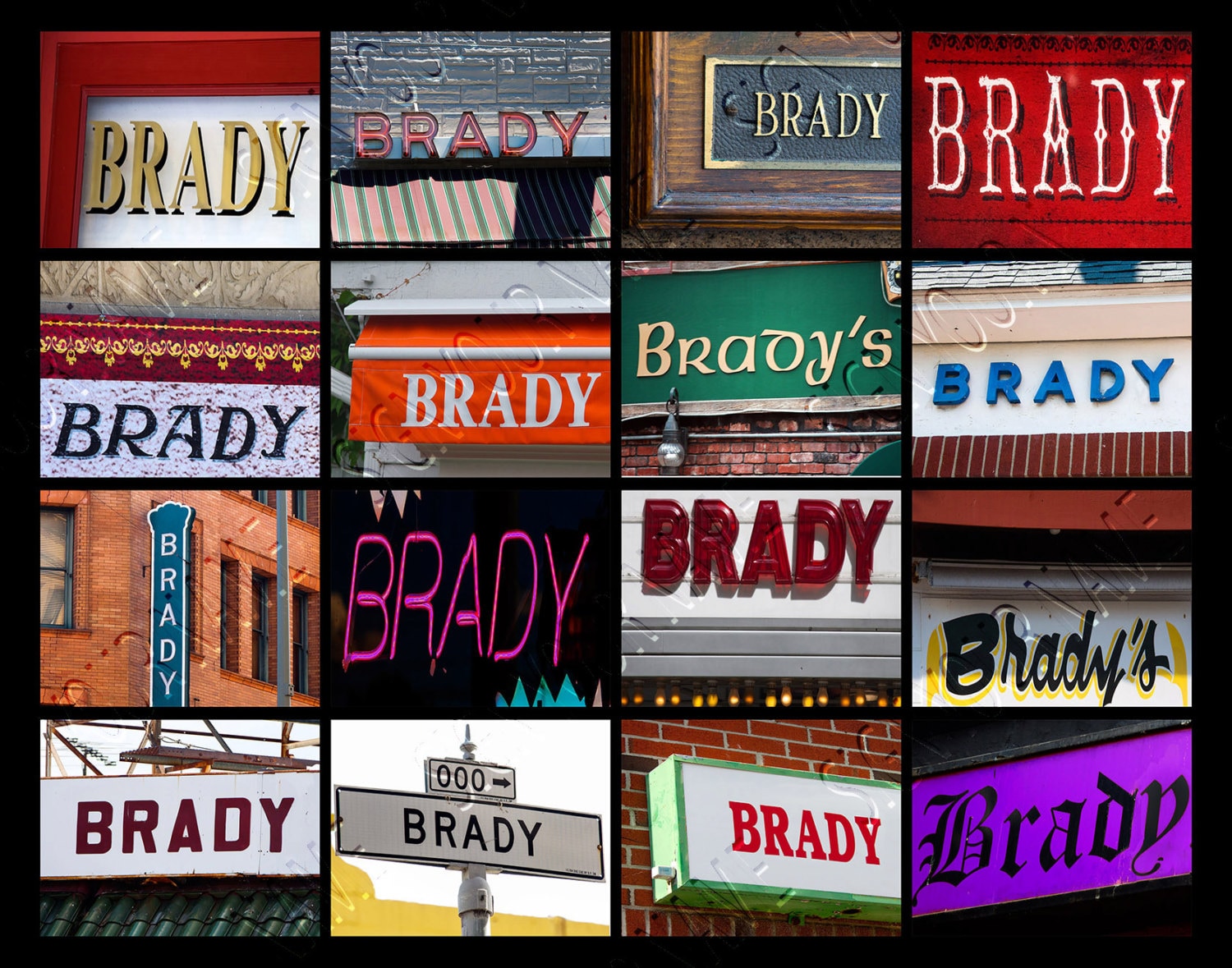BRADY Personalized Poster Featuring Photos of Actual Signs; Art Print ...